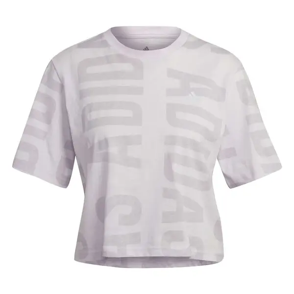 Adidas Logo Printed Cropped T-shirt - Pink