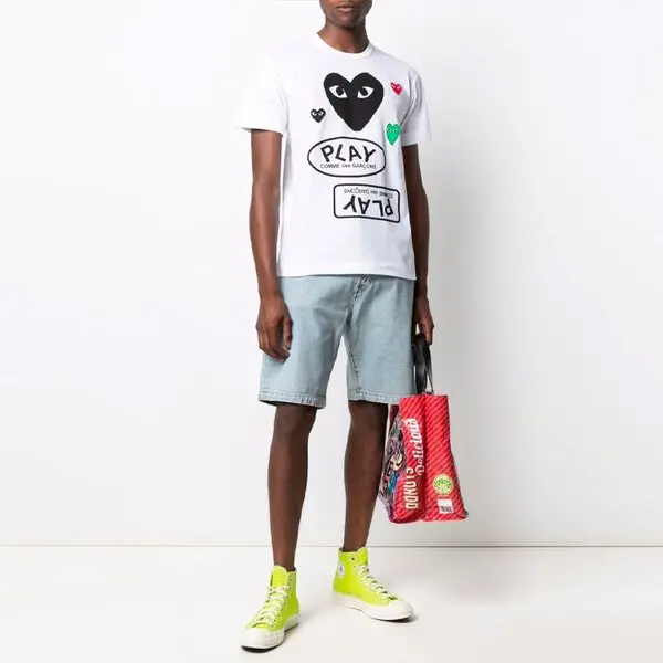 Play Comme Des Garcon Multi Heart T-shirt 'white Black