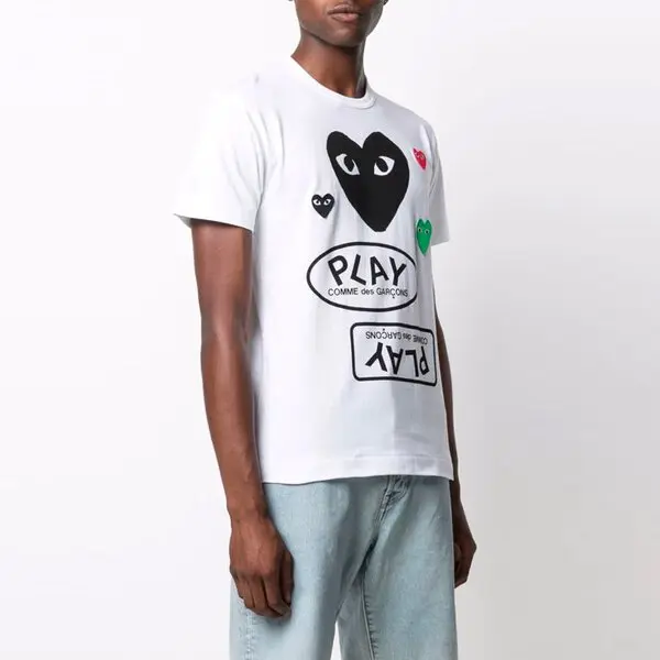 Play Comme Des Garcon Multi Heart T-shirt 'white Black