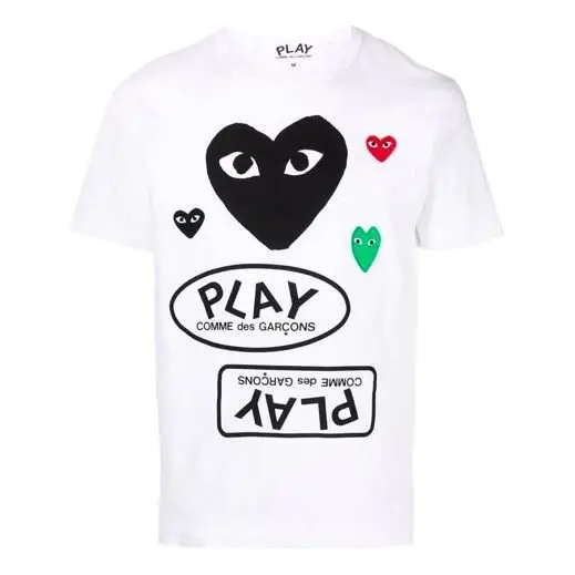 Play Comme Des Garcon Multi Heart T-shirt 'white Black - White/black