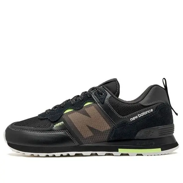 NEW BALANCE 574 "black Bleached Lime Glow" Sneakers - Black/grey/green