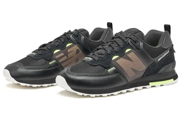 NEW BALANCE 574 "black Bleached Lime Glow" Sneakers - Black/grey/green