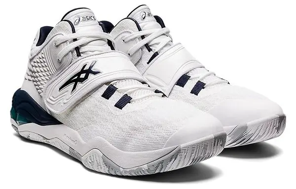 Asics Mid Top Basketball Sneakers With Velcro Fastening - White/blue