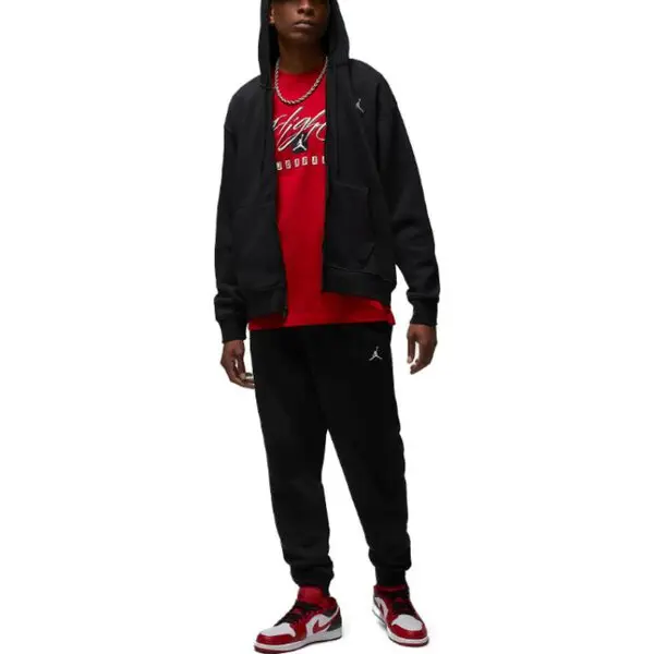 JORDAN Full-zip Fleece Hoodie - Black