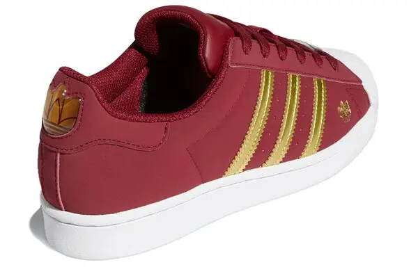 Adidas Superstar Burgundy Gold Metallic Sneakers