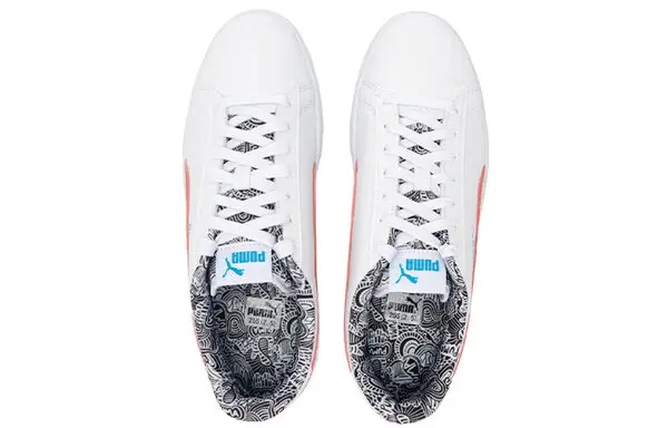 PUMA Smash V2 Low Top Sneakers - White/red/black