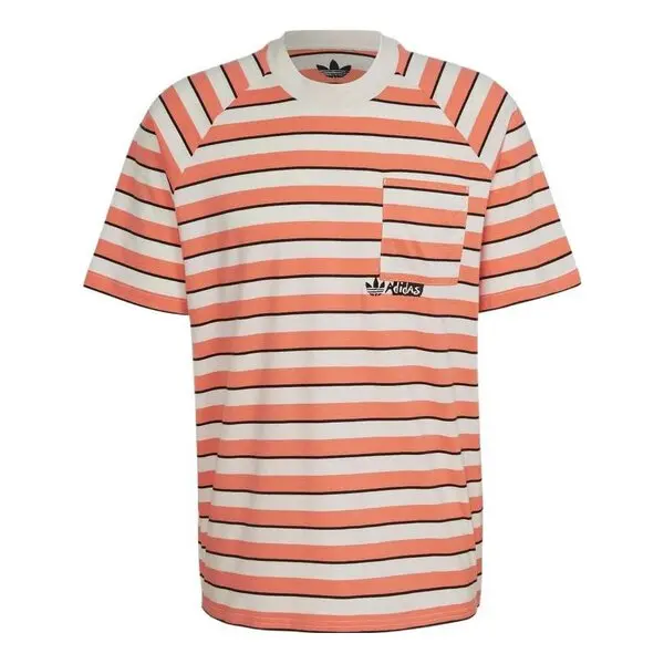 Adidas Originals Pocket Stripe Round Neck Short Sleeve Orange - Default Color