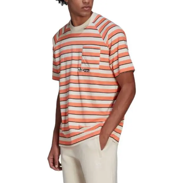 Adidas Originals Pocket Stripe Round Neck Short Sleeve Orange