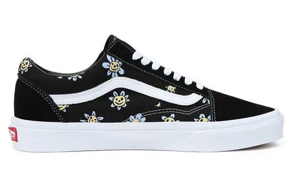 VANS Old Skool Skate Sneakers With Graphic Print - Black/white/yellow