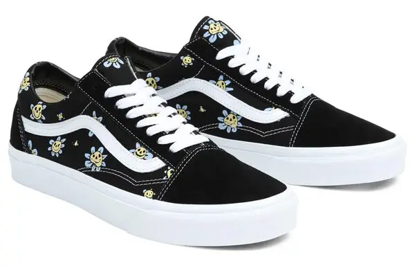 VANS Old Skool Skate Sneakers With Graphic Print - Black/white/yellow