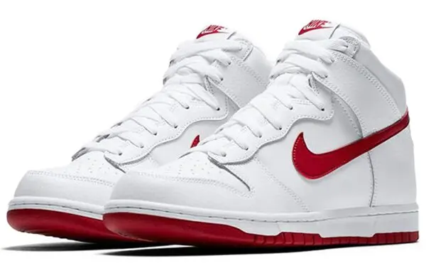Nike Dunk High Top Sneakers - White/red