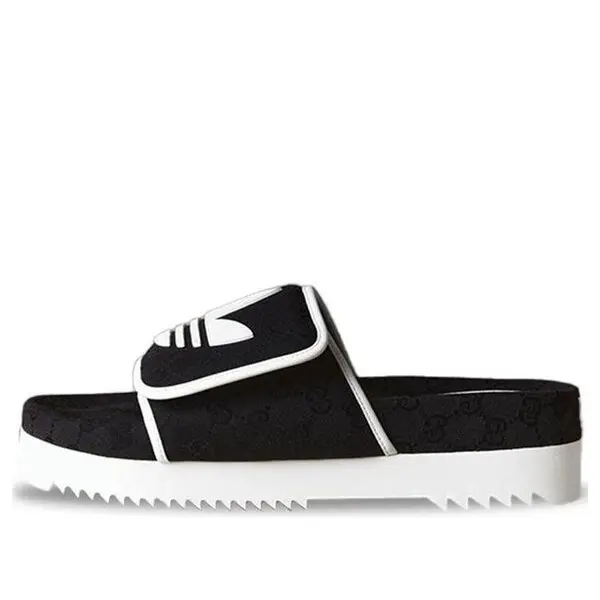 Adidas Gucci X Slide Sandals With Gg Monogram - Core Black/core Black/core Black