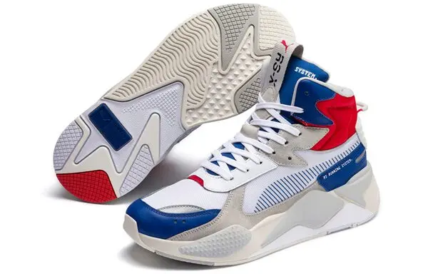 PUMA Rs-x Mid Utility High Top Sneakers - Gray/blue/red