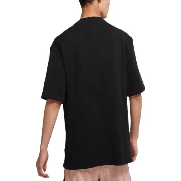 JORDAN Solid Color Cotton Alphabet Printing Short Sleeve Black T-shirt - Multi-color