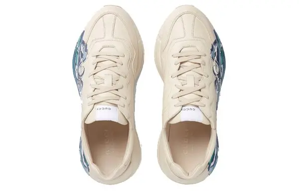 Gucci Rhyton Leather High Top Sneakers With Wave Motif
