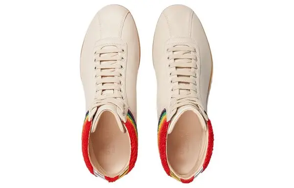 Gucci High Top Sneakers With Rainbow Heel Collar