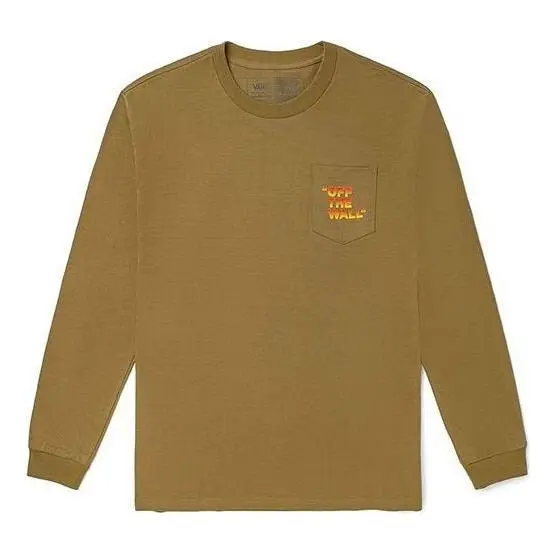 VANS Pocket Printed Casual Long Sleeve T-shirt - Tan