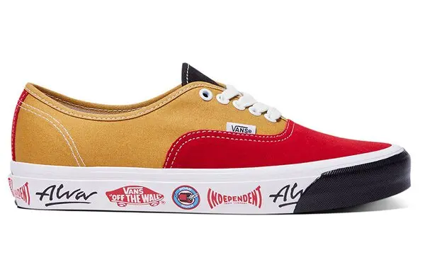VANS Authentic Low Top Sneakers - Red/gold