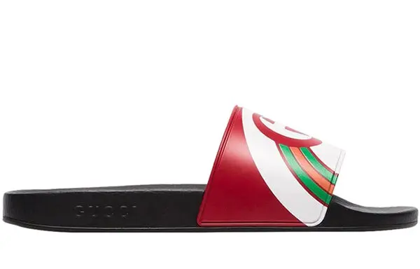 Gucci Logo Slide Sandals - Red
