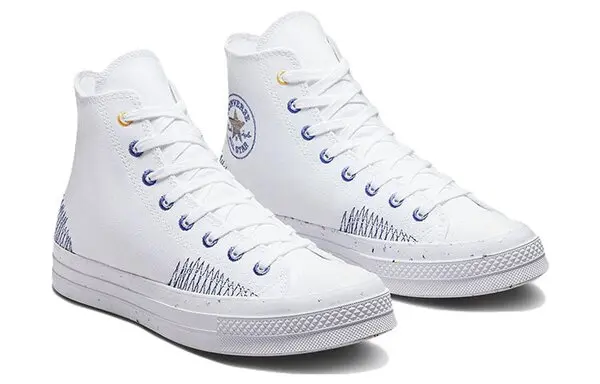 CONVERSE Chuck 70 Hi 'stitched' Sneakers - White/blue
