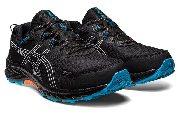 Asics Gel-venture 9 Waterproof Athletic Sneakers - Black/orange/blue
