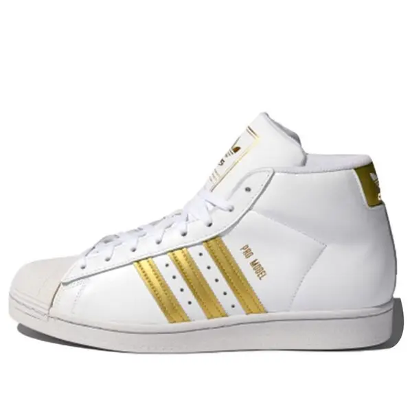 Adidas Originals Pro Model High Top Sneakers - White/gold