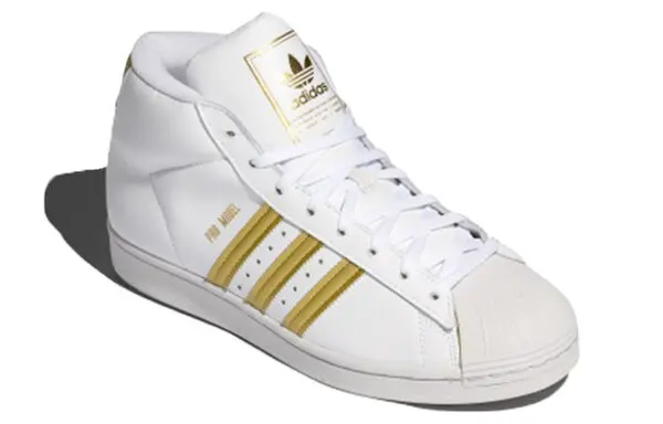 Adidas Originals Pro Model High Top Sneakers - White/gold