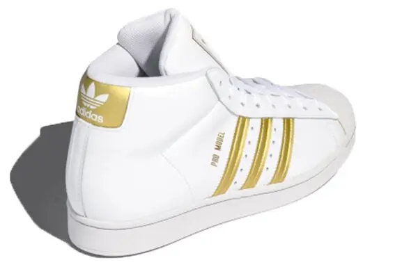 Adidas Originals Pro Model High Top Sneakers - White/gold