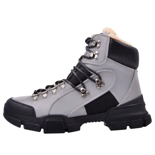 Gucci Flashtrek High-top Sneakers With Wool Detailing - Silver/silver/black