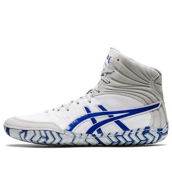 Asics Aggressor 5 High-top Athletic Sneakers - White/blue
