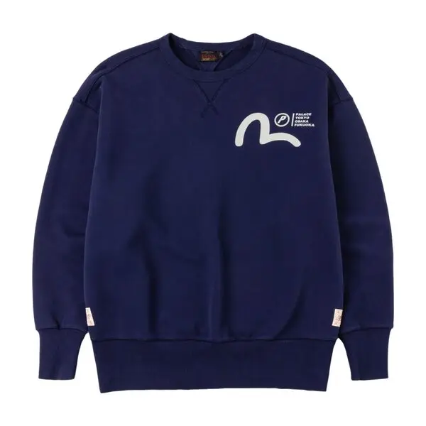 PALACE X Evisu Multi-city Seagull Logo Sweatshirt - Navy
