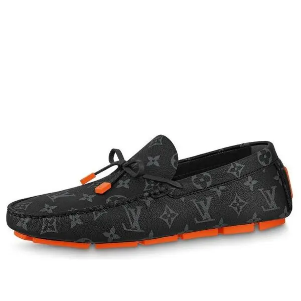 LOUIS VUITTON Monogram Driver Moccasins - Black/grey/red