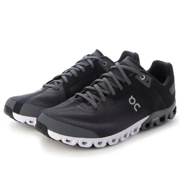 On Cloudflow Athletic Lace-up Sneakers - Black/grey