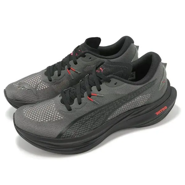 PUMA Deviate Nitro 3 Athletic Sneakers - Grey/red