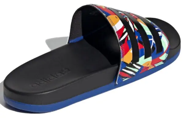 Adidas Adilette Comfort Slides With Farm Rio Prints - Black
