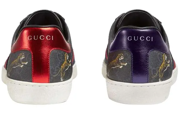 Gucci Ace Gg Supreme Sneakers With Tiger Motif - Black