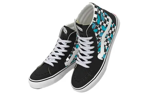 VANS Sk8-hi Butterfly Checkerboard High Top Sneakers - Black/white