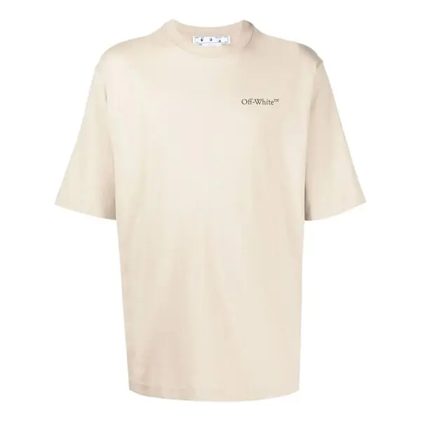 Off-White Ss22 Logo Round Neck Pullover Short Sleeve Loose Fit Khaki