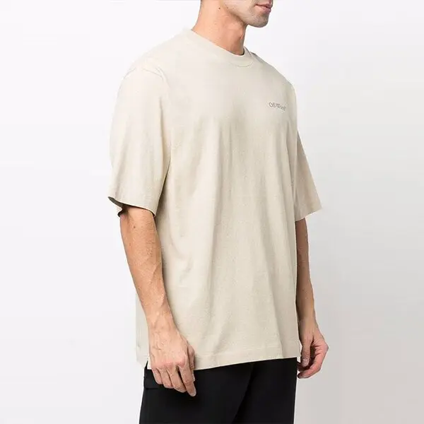Off-White Ss22 Logo Round Neck Pullover Short Sleeve Loose Fit Khaki - Dark Sand