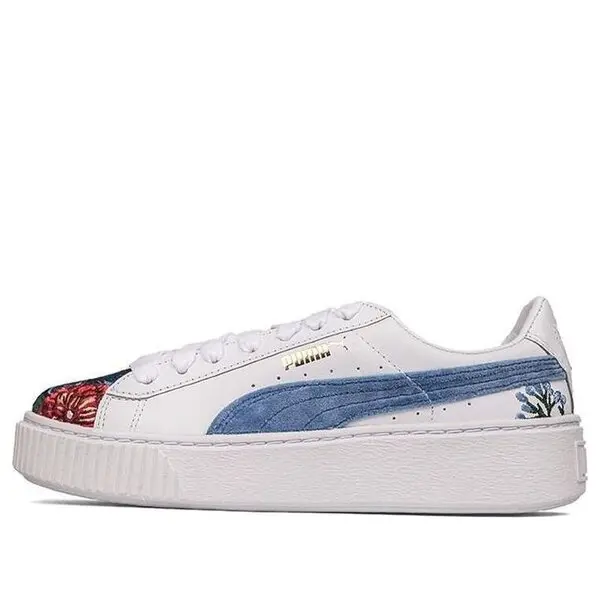 PUMA Platform Hyper Embroidered Floral Sneakers - White/blue/red