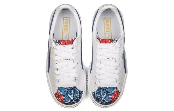 PUMA Platform Hyper Embroidered Floral Sneakers - White/blue/red