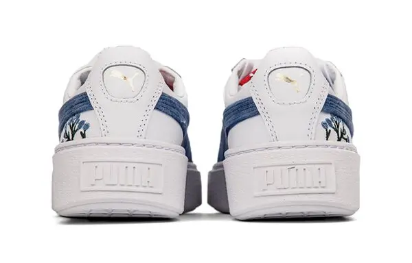 PUMA Platform Hyper Embroidered Floral Sneakers - White/blue/red