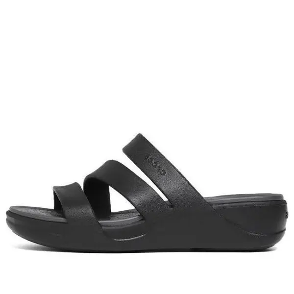 CROCS Boca Strappy Wedge Sandals - Black