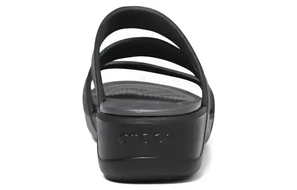 CROCS Boca Strappy Wedge Sandals - Black