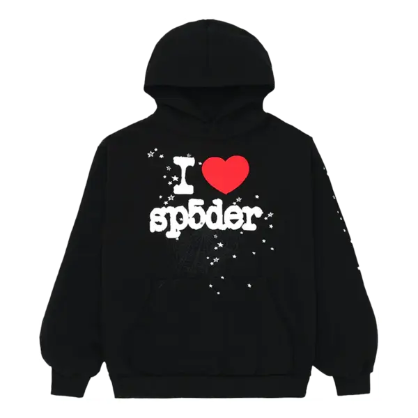 SP5DER I Heart Sp5" Hoodie - Black/white/red