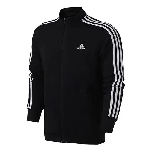 Adidas 3-stripes Knit Stand Collar Track Jacket - Black