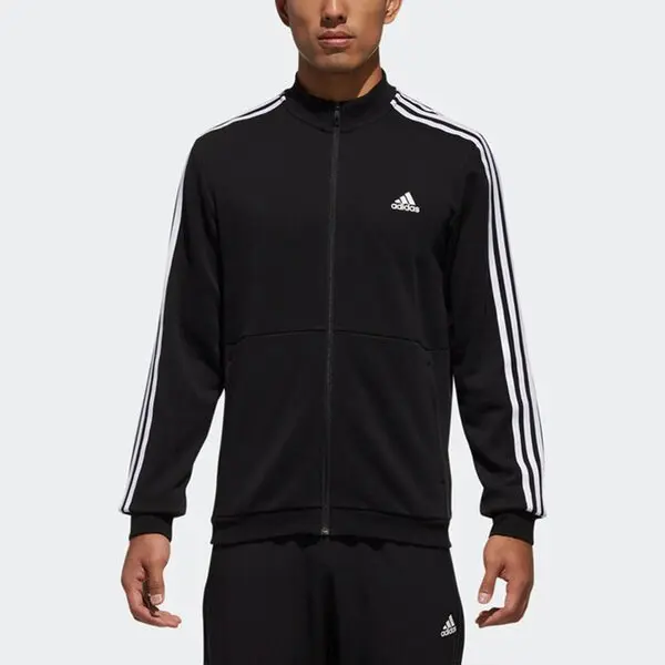 Adidas 3-stripes Knit Stand Collar Track Jacket - Black