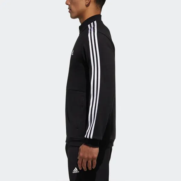 Adidas 3-stripes Knit Stand Collar Track Jacket - Black