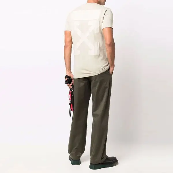 Off-White Fw21 Back Arrow Pattern Short Sleeve Ordinary Version Beige