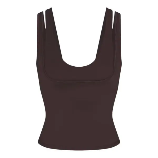 Nike X Skims Matte Double-strap Scoop Tank Top - Dark Sepia